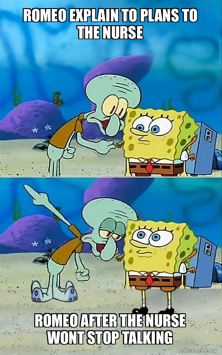 Romeo explain to plans to the nurse Romeo after the nurse wont stop ...