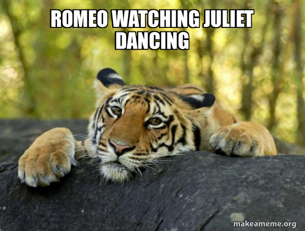 Romeo watching Juliet dancing - Confession Tiger Meme Generator