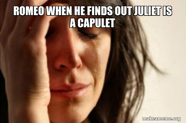 romeo when he finds out Juliet is a Capulet - First World Problems Meme ...