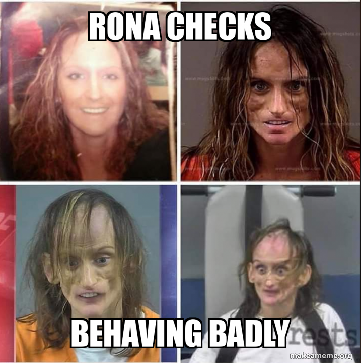rona checks behaving badly Meme Generator