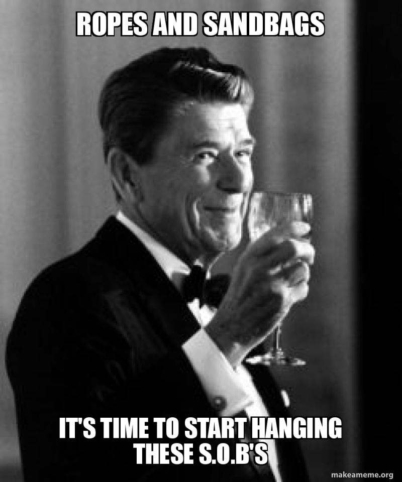 ROPES AND SANDBAGS IT'S TIME TO START HANGING THESE S.O.B'S Meme Generator