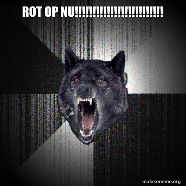 rot op nu!!!!!!!!!!!!!!!!!!!!!!!!! - Insanity Wolf Meme Generator