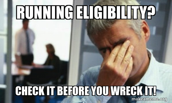 running eligibility? Check it before you wreck it! - Male First World ...