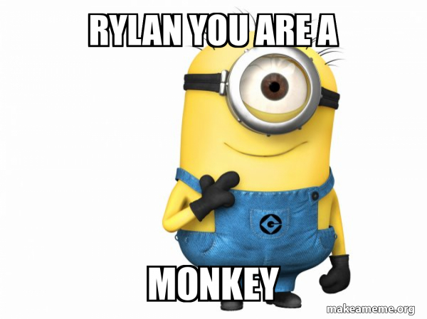 RYLAN YOU ARE A MONKEY - Thoughtful Minion Meme Generator