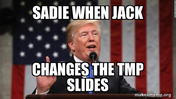 sadie when Jack changes the tmp slides - Donald Trump Meme Generator