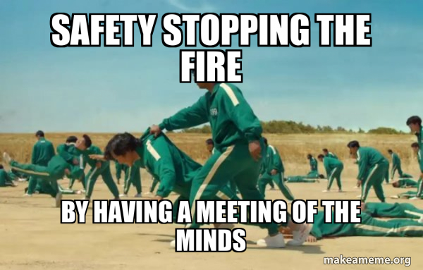 Safety stopping the fire by having a meeting of the minds - Squid Game ...