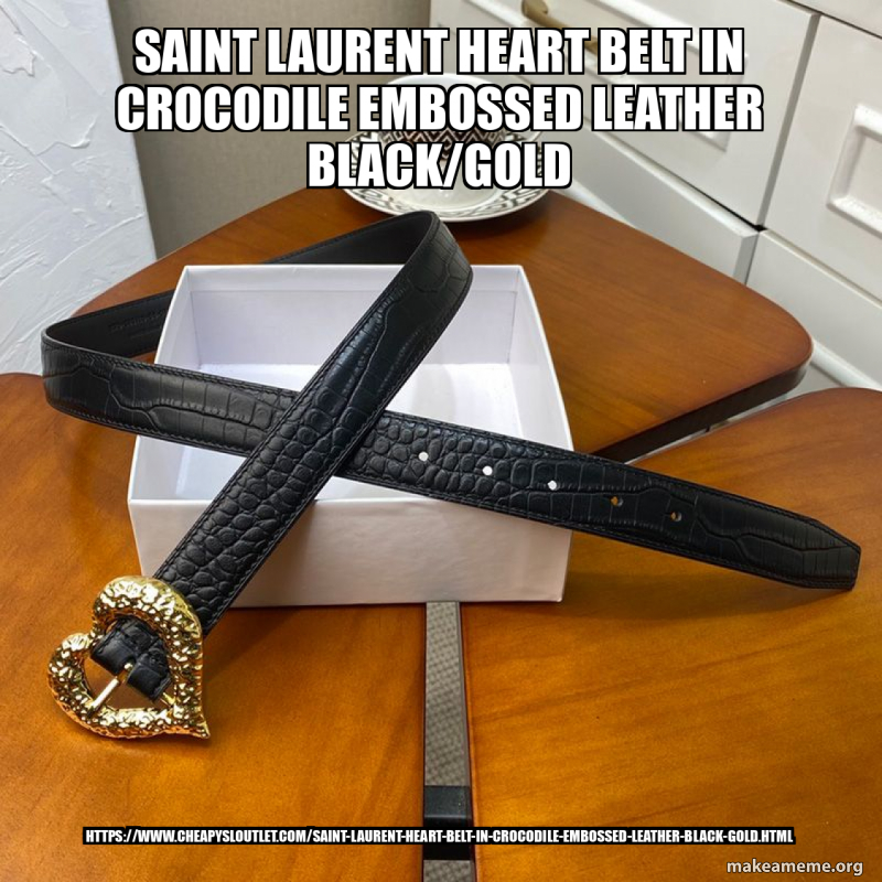 Saint Laurent Heart Belt In Crocodile Embossed Leather Black/Gold https ...