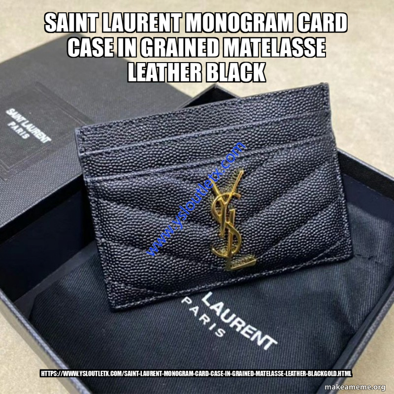 Saint Laurent Monogram Card Case In Grained Matelasse Leather Black ...