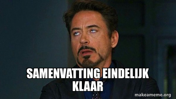 samenvatting eindelijk klaar - Tony Stark Eye Roll Meme Generator