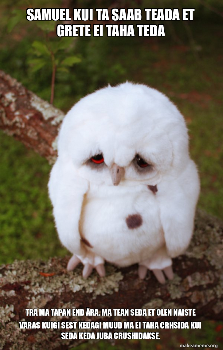 SAMUEL KUI TA SAAB TEADA ET GRETE EI TAHA TEDA TRA MA TAPAN END ÄRA. MA ...