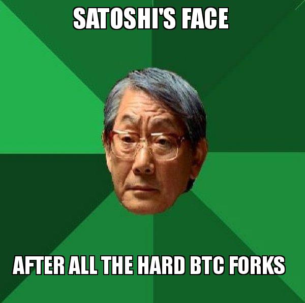 Satoshi'S face After all the Hard BTC Forks - High Expectations Asian ...