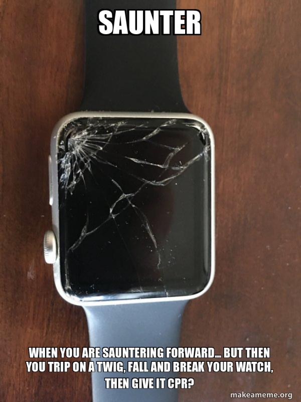 Saunter When you are sauntering forward... but then you trip on a twig ...