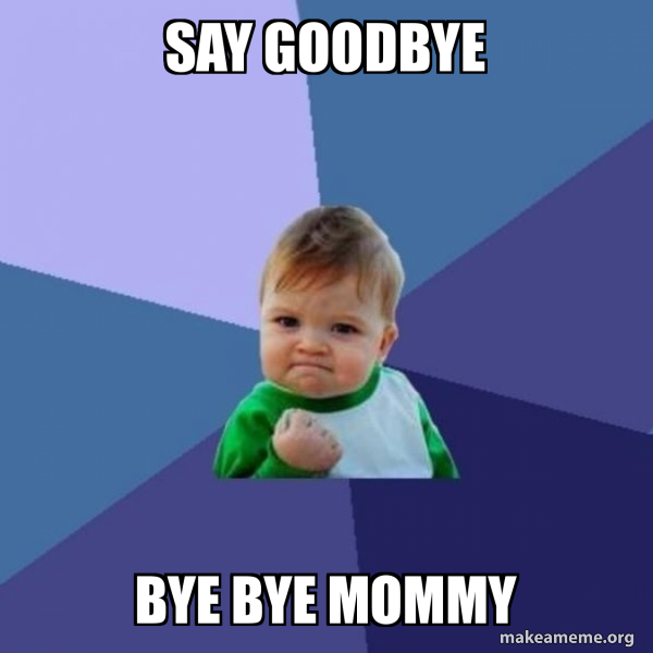 SAY GOODBYE bye bye mommy - Success Kid Meme Generator
