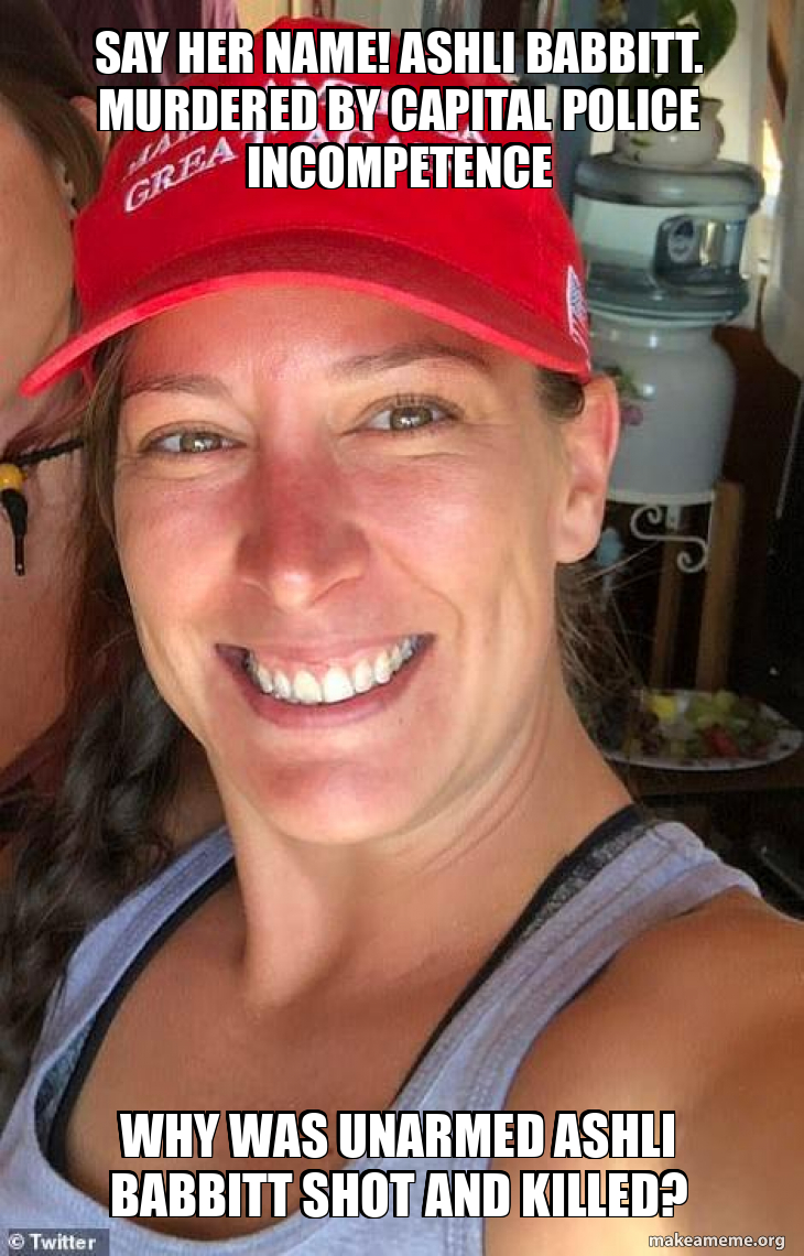 Say her name! Ashli Babbitt. Murdered by Capital police incompetence ...