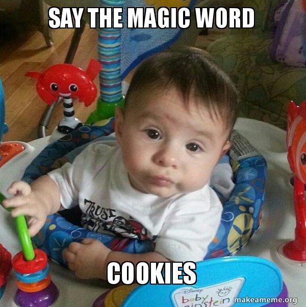 say the magic word cookies - 'Whatever' Kid Meme Generator