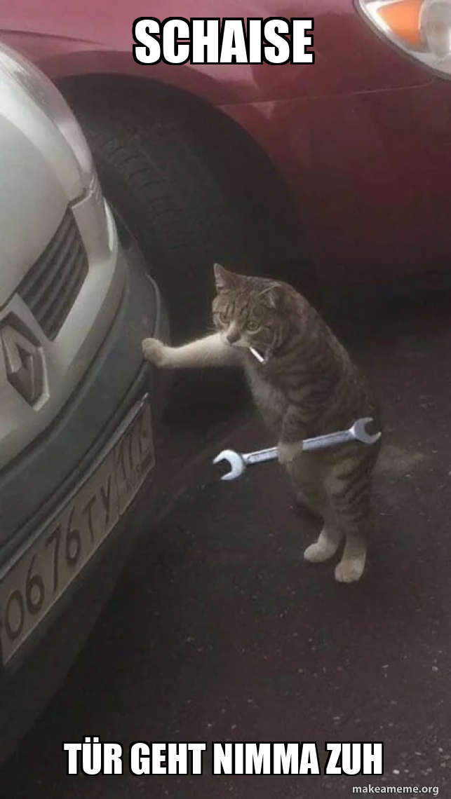 Schaise Tür geht nimma zuh - Mechanic Cat Meme Generator