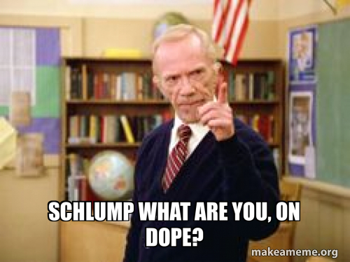 schlump what are you, on dope? Meme Generator