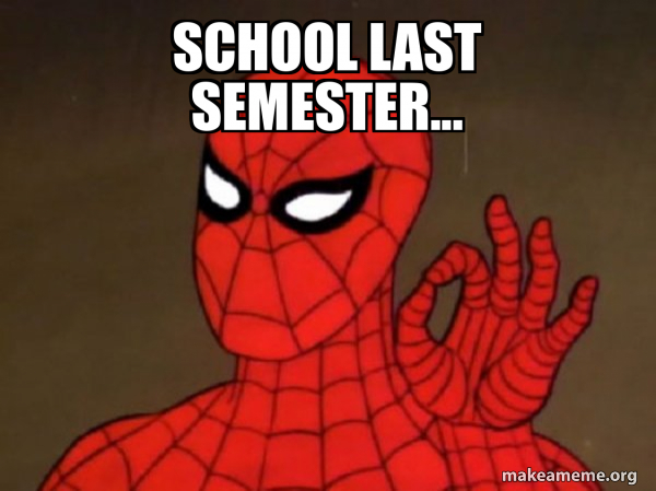 School last semester... - Spiderman - Care factor Zero Meme Generator