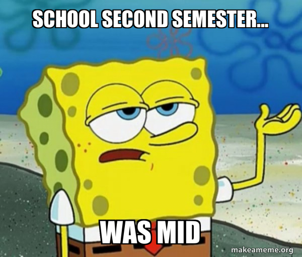 School second semester... Was mid - Tough SpongeBob Meme Generator