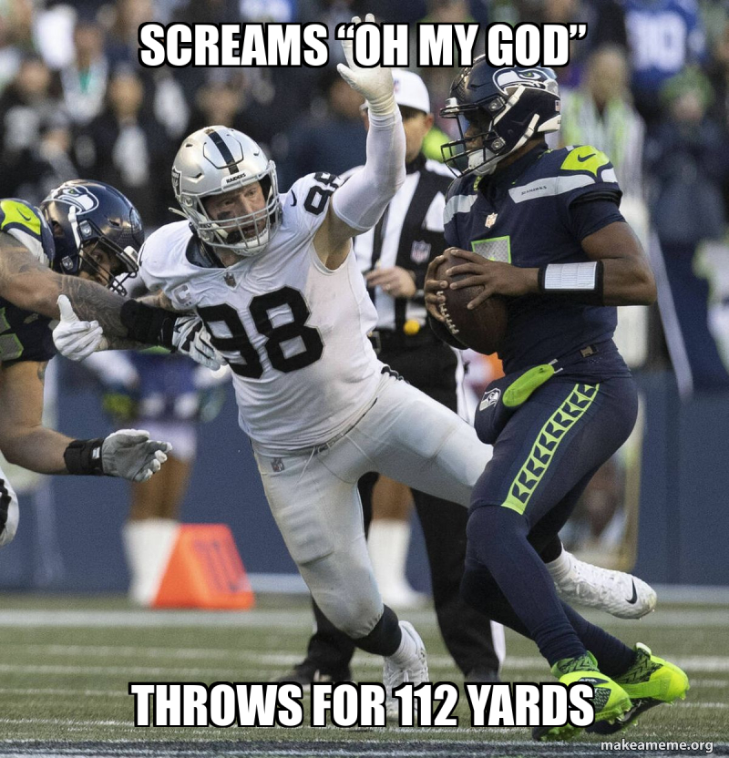 Screams “Oh My God” Throws For 112 yards Meme Generator