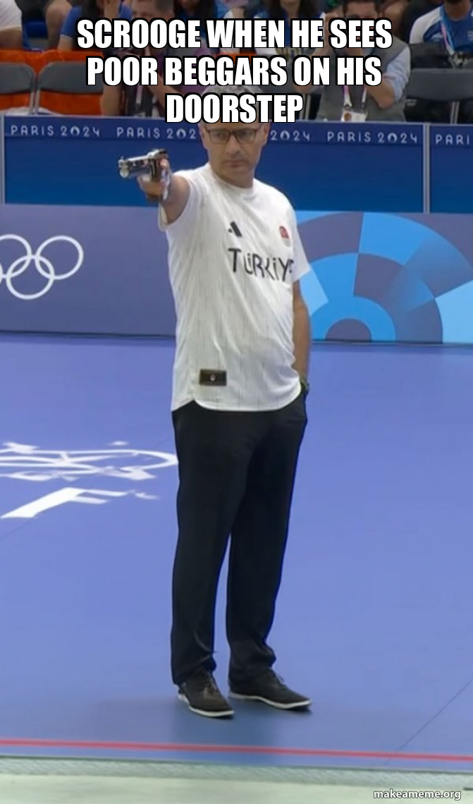 Scrooge when he sees poor beggars on his doorstep - Yusuf Dikec Meme ...