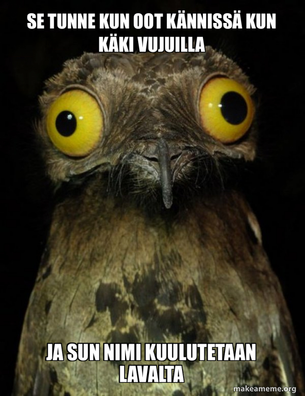 SE TUNNE KUN OOT KÄNNISSÄ KUN KÄKI VUJUILLA JA SUN NIMI KUULUTETAAN LAVALTA - Weird Stuff I do ...