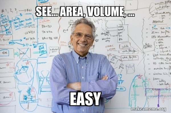 See... Area, Volume, ... EASY - Good Guy Professor Meme Generator