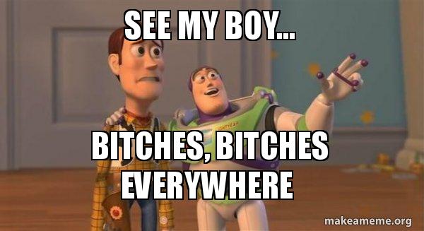 See my boy... Bitches, bitches everywhere - Buzz and Woody (Toy Story) Meme Meme Generator