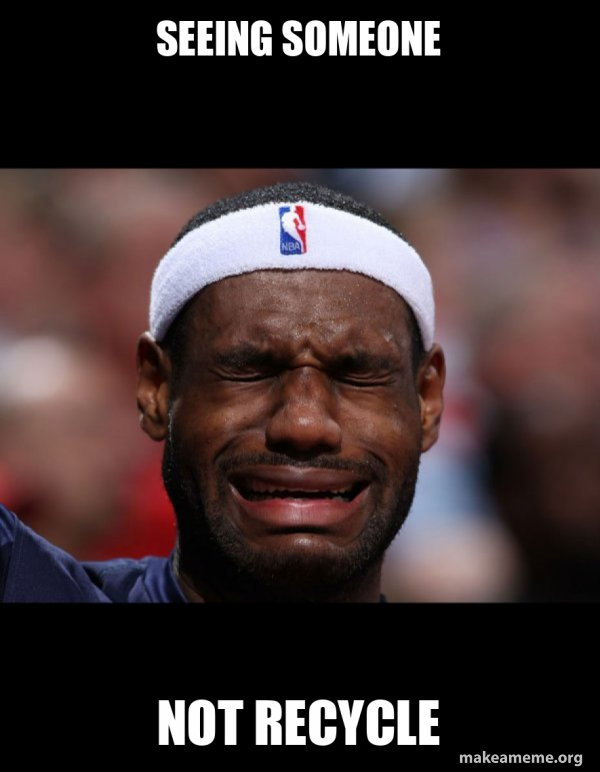 seeing someone not Recycle - Lebron Crying Meme Generator