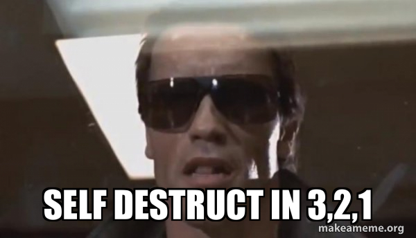 self destruct in 3,2,1 - The Terminator Meme Generator