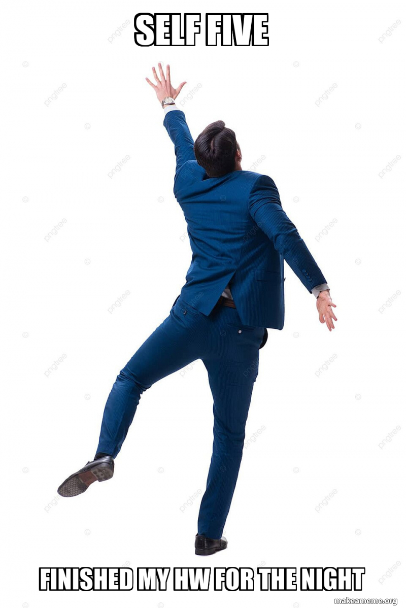 self five finished my hw for the night Meme Generator