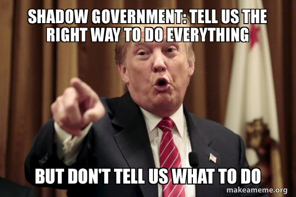 shadow government: tell us the right way to do everything but don't ...