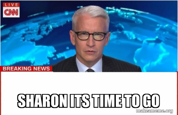 SHARON ITS TIME TO GO - Fake Headline Meme Generator