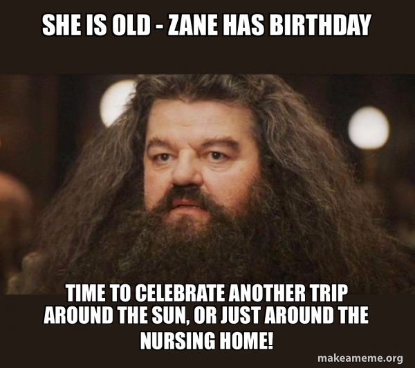 SHE IS OLD - ZANE HAS BIRTHDAY TIME TO CELEBRATE ANOTHER TRIP AROUND ...