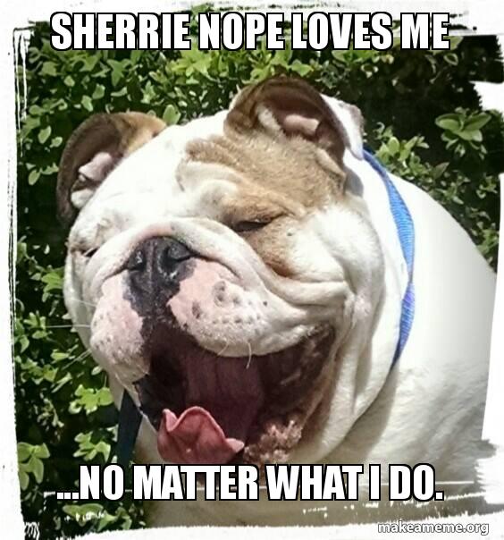 Sherrie Nope Loves Me ...No Matter What I do. Meme Generator