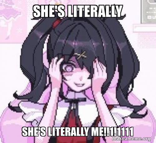 she's literally she's literally me!!1!1111 Meme Generator