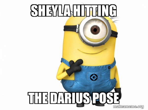 Sheyla hitting The Darius pose - Thoughtful Minion Meme Generator