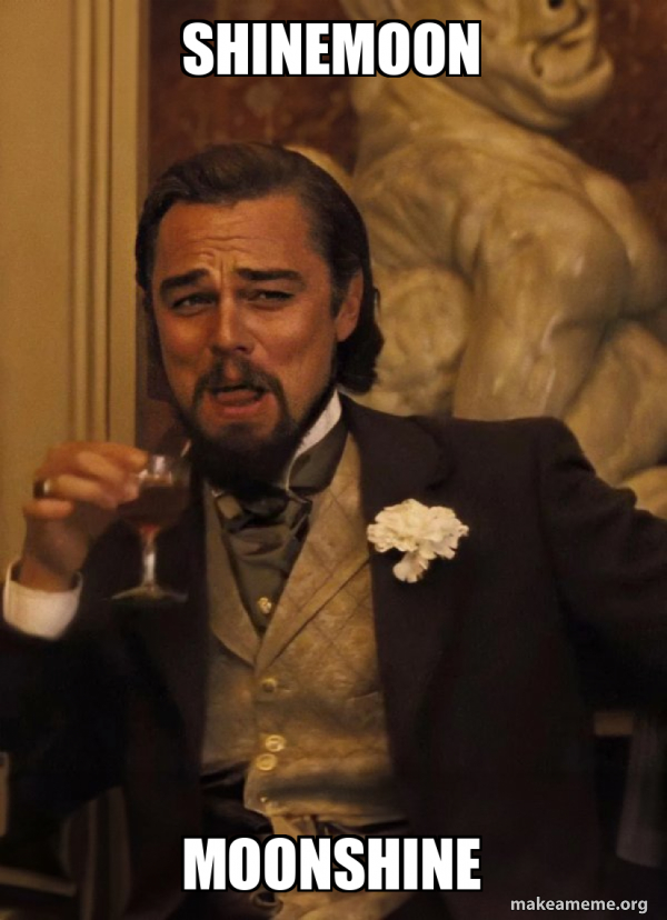 Shinemoon Moonshine - Leonardo DiCaprio Laughing Django Meme Generator
