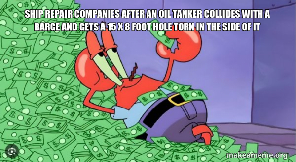 Ship repair companies after an oil tanker collides with a barge and ...