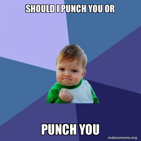 Should I punch you or Punch you - Success Kid Meme Generator