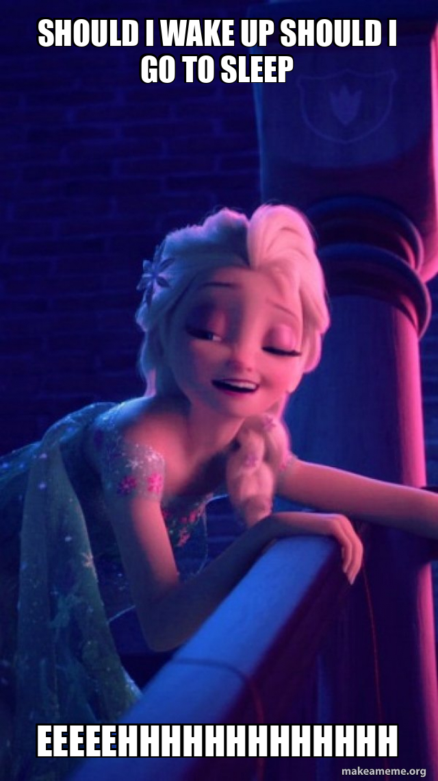 should i wake up should i go to sleep eeeeehhhhhhhhhhhhh - Drunk Elsa ...