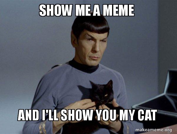 Show me a meme and i'll show you my cat - Spock and Cat Meme Meme Generator