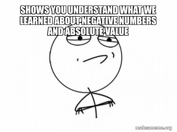 Shows you understand what we learned about negative numbers and ...