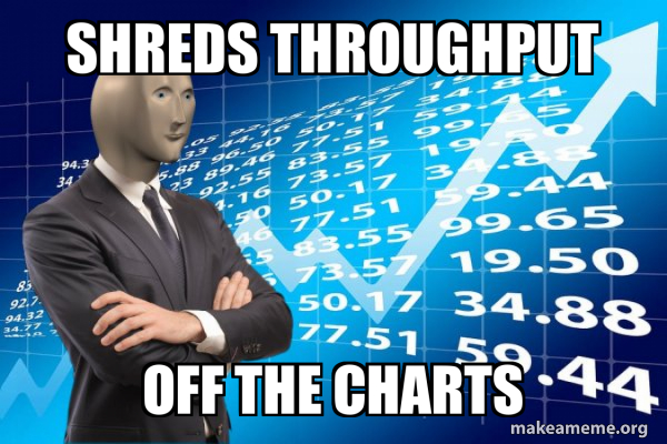 Shreds Throughput Off the charts - Stonks Only Go Up Meme Generator