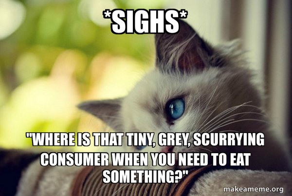 *Sighs* "Where is that tiny, grey, scurrying consumer when you need to ...