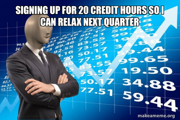Signing up for 20 credit hours so I can relax next quarter - Stonks ...