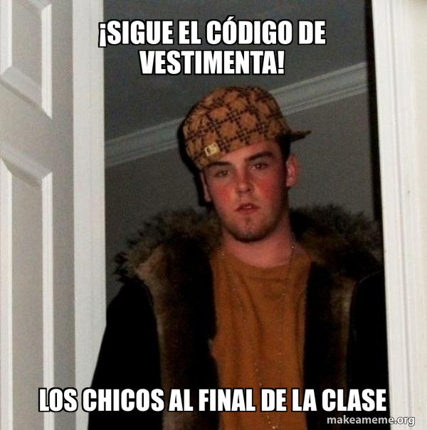 ¡Sigue el código de vestimenta! los chicos al final de la clase ...