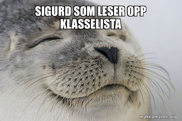 sigurd som leser opp klasselista - Satisfied Seal Meme Generator