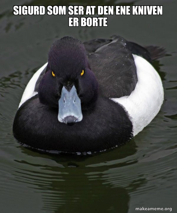 sigurd som ser at den ene kniven er borte - Revenge Duck ( Angry Advice ...