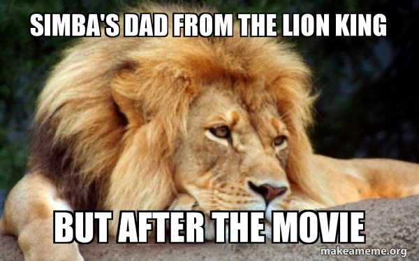 Simba's dad from the lion king But after the movie - Confession Lion Meme Generator